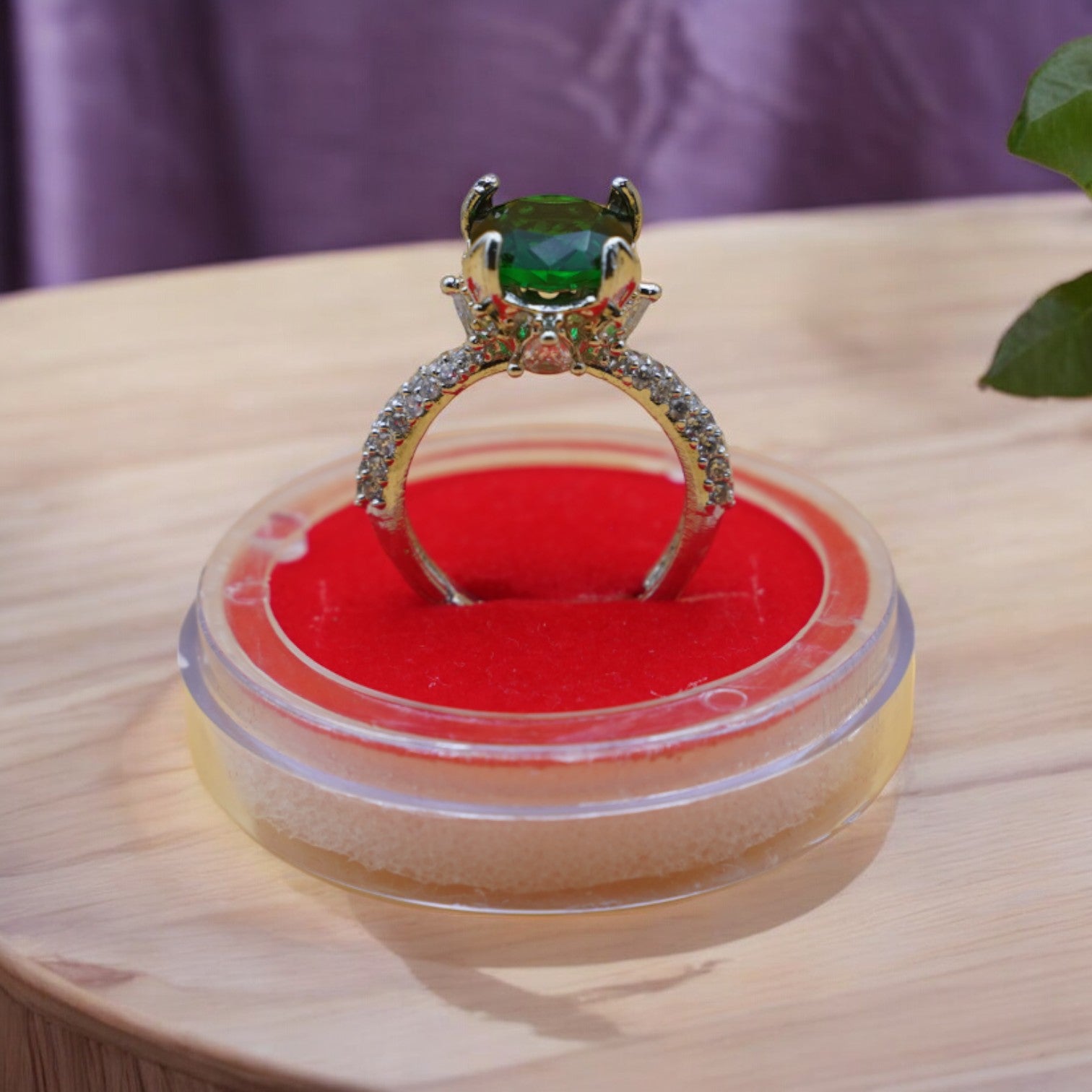 Small Stone Green Color American Diamond Ring– Gracy Look